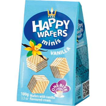 Vafeles Happy Wafers ar vaniļas pild. 200g | Citro Ventspils